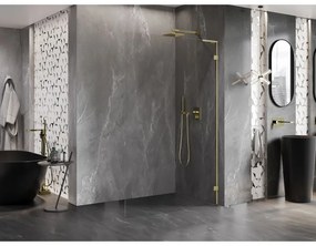 Mexen, Mexen Lunar L sprchová stěna pravá 80 x 200 cm, průhledná 8 mm, zlatý kartáč - 830L-080-000-55-00-P