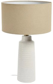 OnaDnes -20% Bílá keramická stolní lampa Kave Home Mijal se lněným stínidlem