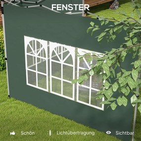 Outsunny sada 2 bočních panelů pro altán 3x3/3x4 m, boční stěna s oknem, voděodolná zelená barva