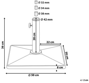 Stojan na zahradní deštník černý beton 50x50cm Beliani