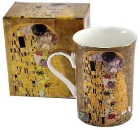 HOME ELEMENTS Porcelánový hrnek 300 ml, Klimt,Polibek zlatý