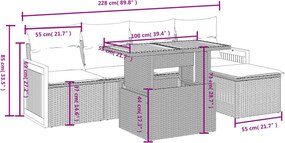 6dílná zahradní sedací souprava s poduškami béžová polyratan 3273935