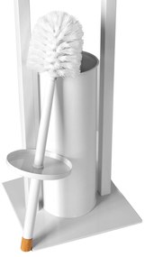 Tutumi Bambusový stojan na toaletní papír se štětkou 75x19cm bílý