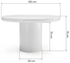 Kulatý zahradní stůl Pistoria 130 cm bílý