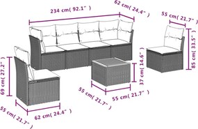 7dílná zahradní sedací souprava s poduškami černá polyratan 3223550
