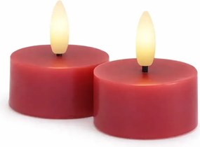 Sada LED čajové svíčky na baterie Sille Tealight, Ø 4,5 × 2,2 cm, švestkové, z pravého vosku, balení 2 ks