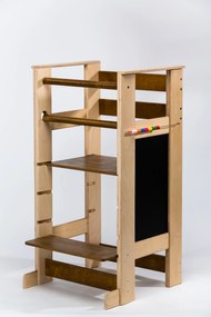 Lucas Wood Style učící věž Žofka - přírodní/kaštan Učící věž s tabulí a kuličkami: přírodní/kaštan