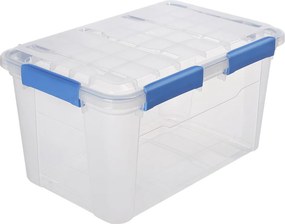 Box s víkem EZY vodotěsný, 57,8 × 38,2 × 31,8 cm, 50 l, transparentní