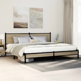 Kovový rám postele bez matrace dub sonoma 193 x 203 cm 3301393