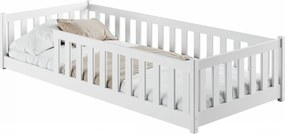 Dětská Montessori postel z masivu borovice BETTY - 200x90 cm - BÍLÁ