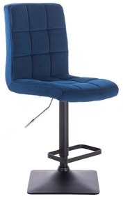 LuxuryForm Barová židle TOLEDO VELUR na černé podstavě - modrá
