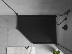 Mexen Flow, pětiúhelníková sprchová vanička slim 100 x 90 cm, pravá, černá matná - 46P709010R