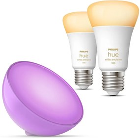 Sada chytrého osvětlení philips huewa 8w a60 e27 2p eu + col hue go v2 eu white