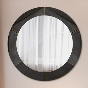 Kulaté zrcadlo tištěný rám Šedé trojúhelníky fi 60 cm