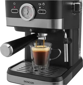 SENCOR SES 1721BK černá / Pákový kávovar / 1050W / 20 bar / 1.5 l / na