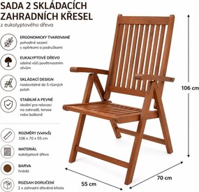 Zahradní dřevěná křesla Verdan 2 ks - eukalyptus