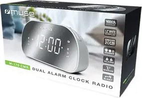 Muse M-170 CMR stříbrná / Budík s rádiem / FM