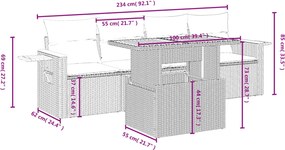5dílná zahradní sedací souprava s poduškami černá polyratan 3273394