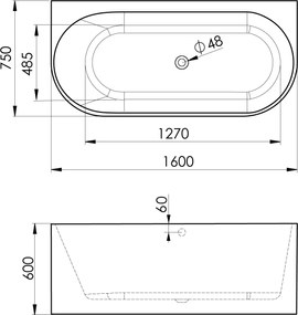 Polysan Astra DL Monolith vana asymetrická 160 x 75 cm levá akrylátová bílá 33611MDL