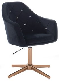 LuxuryForm DESIGN Otočné křeslo ROMA VELUR na zlatém kříži - černé