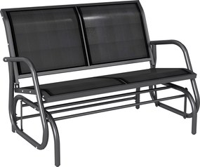 Outsunny Zahradní Houpací Lavice pro Dva s Houpacím Mechanismem - Kovová Houpací Lavice s Nosností až 200 kg, Zahradní Nábytek pro Zahradu, Terasu, Ve