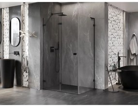 Mexen Lunar-F L, skládací sprchový kout levý 100 x 80 cm, 8mm čiré sklo, černý profil, 836L-100-080-70-00-L