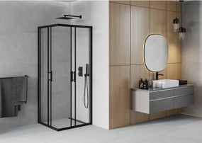 Mexen Rio, čtvercový sprchový kout 80 x 80 cm, 6mm čiré sklo, černý profil, 860-080-080-70-00