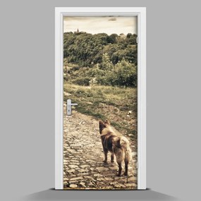 Wallmuralia Nálepka fototapeta na dveře Pes v horách 75x205