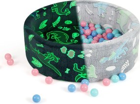 Costway Baby Ball Pit s odnímatelným krytem Svítí ve tmě Round Play Pool, šedá