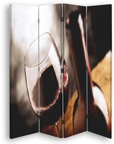 Ozdobný paraván Láhev vína - 145x170 cm, čtyřdílný, obustranný paraván 360°