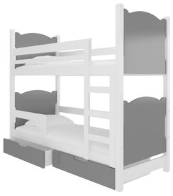 Expedo Dětská patrová postel BALADA, 180x75, bílá/šedá