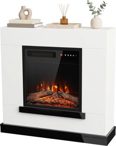 HOMCOM elektrický krb s římsou, topením a 3D efektem plamene, 80 cm, bílý