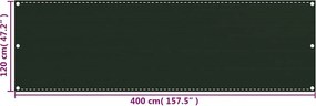 Balkónová zástěna tmavě zelená 120 x 400 cm HDPE 310977