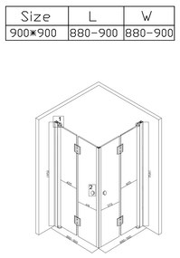 BPS-koupelny Čtvercový sprchový kout HYD-SK1290B 90x90 chrom/transparent + vanička HYD-OSV-RIKO černá