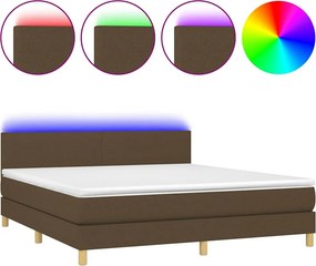 Box spring postel s matrací a LED tmavě hnědá 180x200 cm textil 3133576