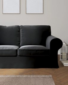 Potah na pohovku IKEA Ektorp 3-místná rozkládací, NOVÝ MODEL 2013 barva černá látka lesklé, sametová