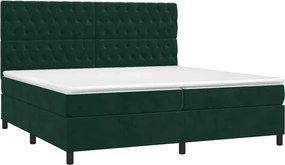 Box spring postel s matrací tmavě zelená 200x200 cm samet 3143226