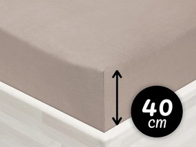 Jersey napínací prostěradlo na extra vysokou matraci JR-027 Šedohnědé 100 x 200 - výška 40 cm