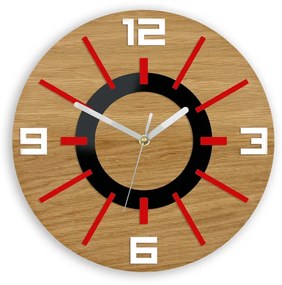 Nástěnné hodiny Alladyn Wood červeno-černé