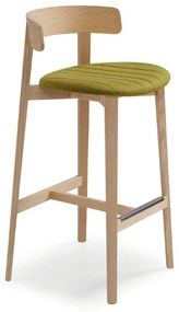 MIDJ - Dřevěná barová židle Maya s čalouněným sedákem