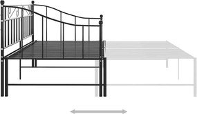Rám vysouvací postele/pohovky černý kovový 90 x 200 cm 324776