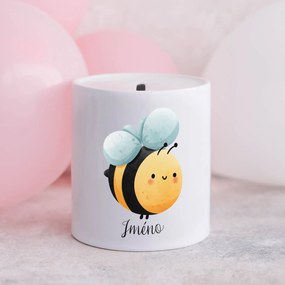 Domovi Bílá keramická pokladnička se jménem Včelka 9cm