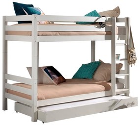 Bílá patrová dětská postel z borovicového dřeva s úložným prostorem PINO – Vipack
