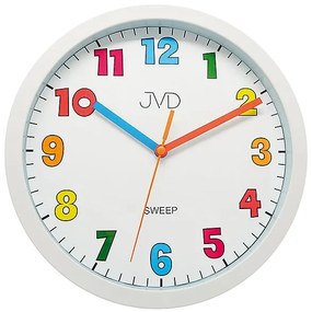 Bílé barevné tiché netikající dětské hodiny JVD sweep HA46.3