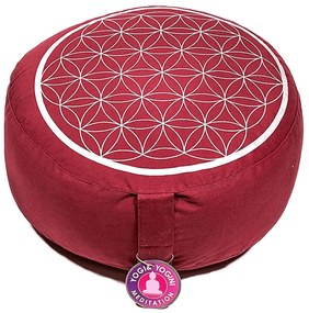 Milujeme Kameny Meditační polštář - Květ života - vínový