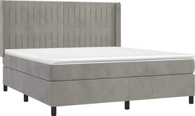 Box spring postel s matrací světle šedá 180x200 cm samet 3132813