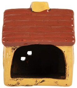 Žlutý keramický svícen na čajovou svíčku domek Village - 8*7*10 cm
