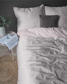Detexpol Damaškové povlečení 180x200 pudrově růžové jednobarevné pruhy 1 cm Pure