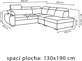 Sedací souprava BASTON | 260x265 cm | rozkládací + úložný prostor | VÝBĚR TKANIN