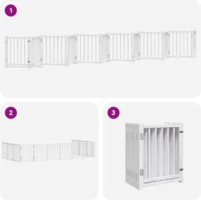 Zábrana pro psy s dvířky skládací 12 panelů bílá 600 cm topol 3155704